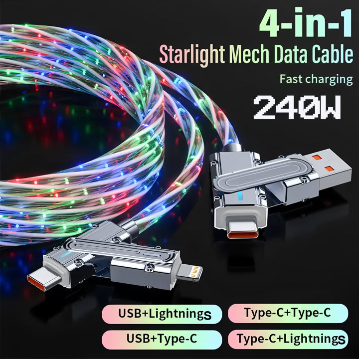 USB Type C Max 240W Fast Charging and Data Sync 4-in-1 Multi-Function ...