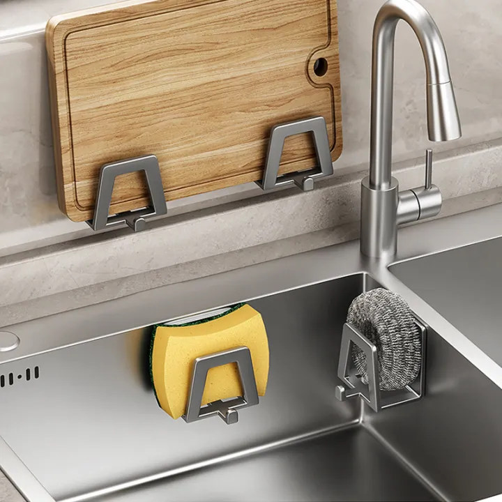 Stainless Steel Sponge Holder Self Adhesive Sink Drain Drying Sponges ...