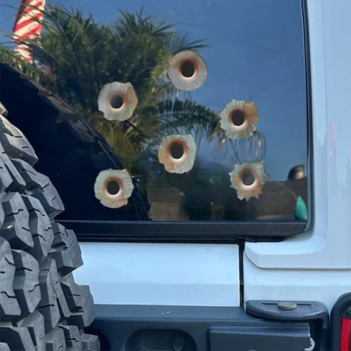 6-Pack Rusty Bullet Hole 3D Stickers, 4x4cm , Waterproof Car Decal for ...