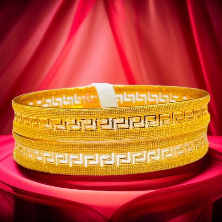 Versace maze cut gold plated bangles pair || fancy || TREND RAYZ | Daraz.pk