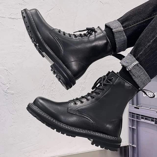 Black Martin Boots For Men With Genuine Leather In Classic Look | Daraz ...