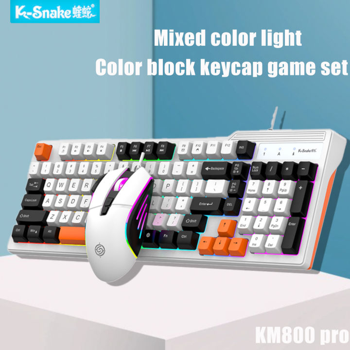 K-snake KM800 Pro wired mechanical feel keyboard and mouse set RGB ...