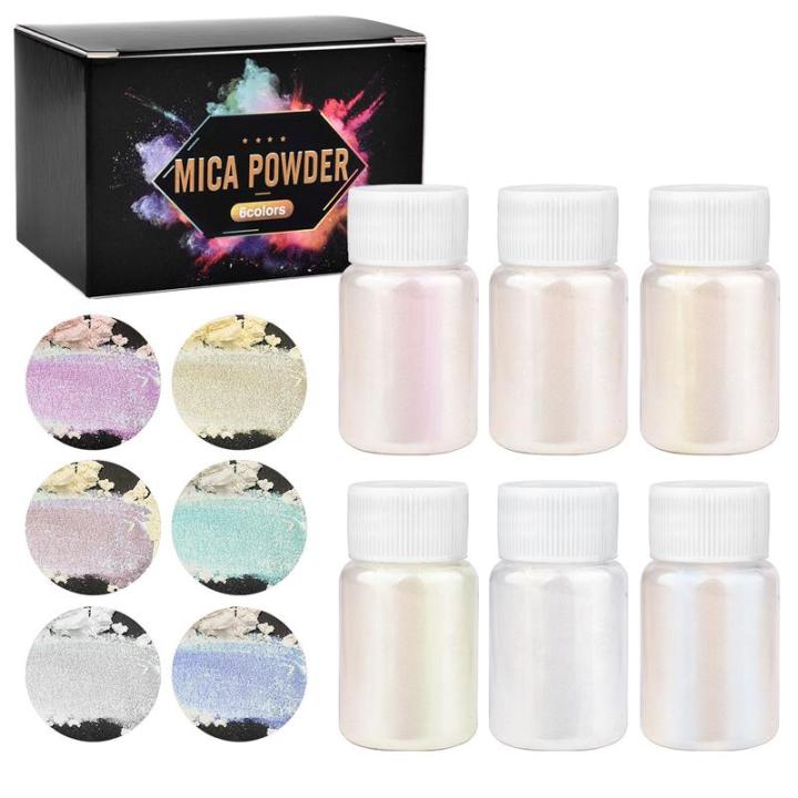 6 Pcs-Set Epoxy Resin Dye Mica Powder Powdered Pigments Set Resin Mica ...