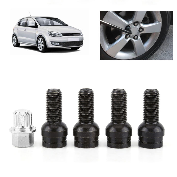 5pcs Locking Wheel Nuts Bolts Sets (4+1) Security Key For VW AUDI A3 A4 ...