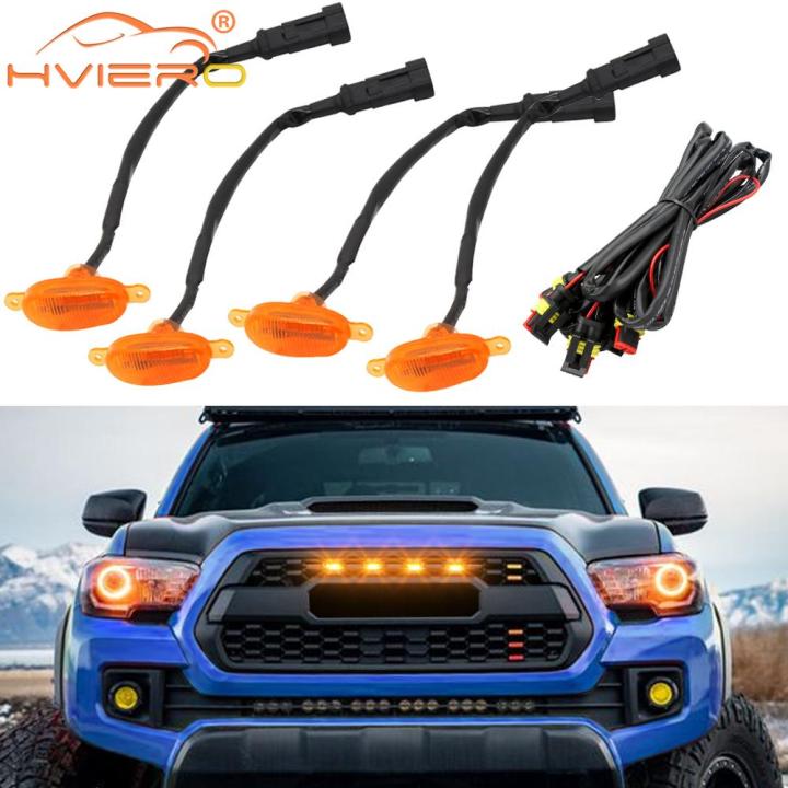 4X Car Grille Light Yellow Light Daytime Running Light LED Decorative ...