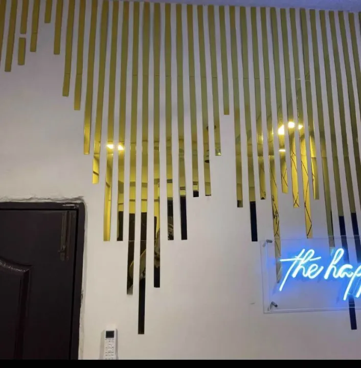 3D Acrylic Mirror Stripe Wall Décor – size 1 x 96 Self-Adhesive, Easy ...