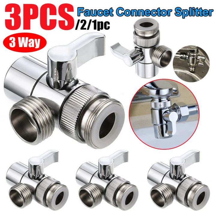 1-3PCS Sink Splitter Diverter Valve 3 Way Faucet Connector Splitter ...