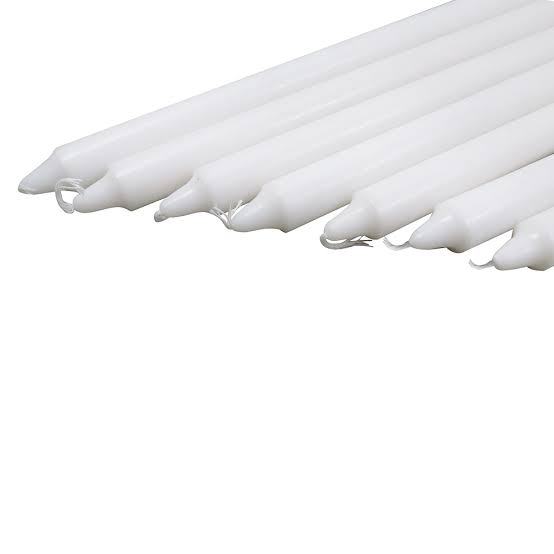 Premium Paraffin Wax Slim White Candles (Pack of 8) Long Burn Time ...