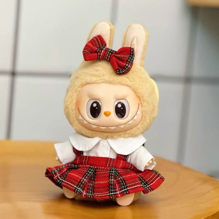 Labubu Scotland Red Plaid Skirt Set - Stylish Elegant Outfit for 17cm ...