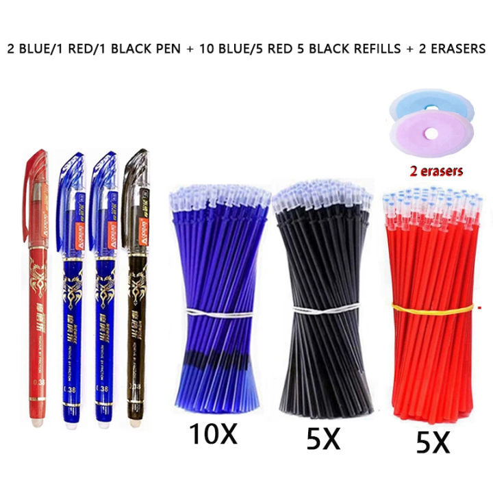 26 Pcs/Set Kawaii Erasable Pens Blue/black/red 0.35mm Gel Pen Gel Ink ...