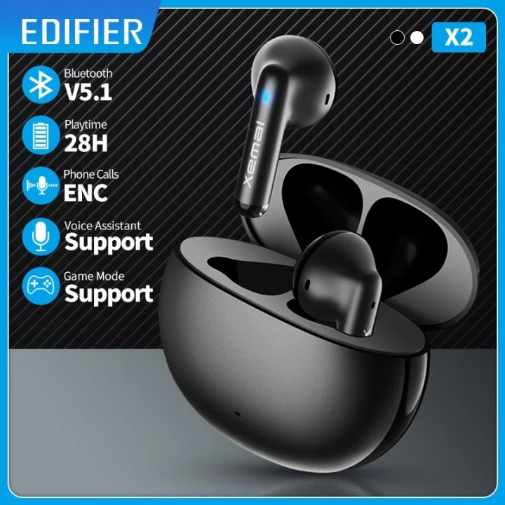 Edifier X2 Wireless Earbuds Bluetooth Earphones with ENC, Long Battery ...