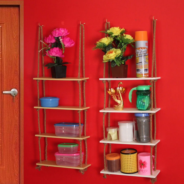 4 Layer Kitchen Spice Rack With Hook And Rope kitchen Décor Portable ...