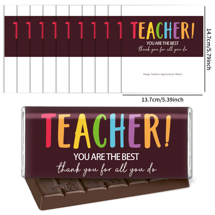 10pcs Teacher Chocolate Biscuits Candy Bar Wrappers Label Stickers For ...