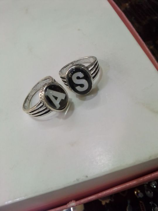 Alphabet A and S Silver High Quality Couple Ring,Normal Size Beautiful ...