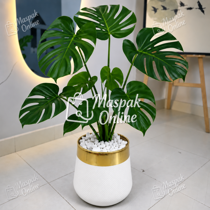 3 ft Artificial Banana Leaf Plant in Planter Pot – 18 Leaf Luxury Faux ...