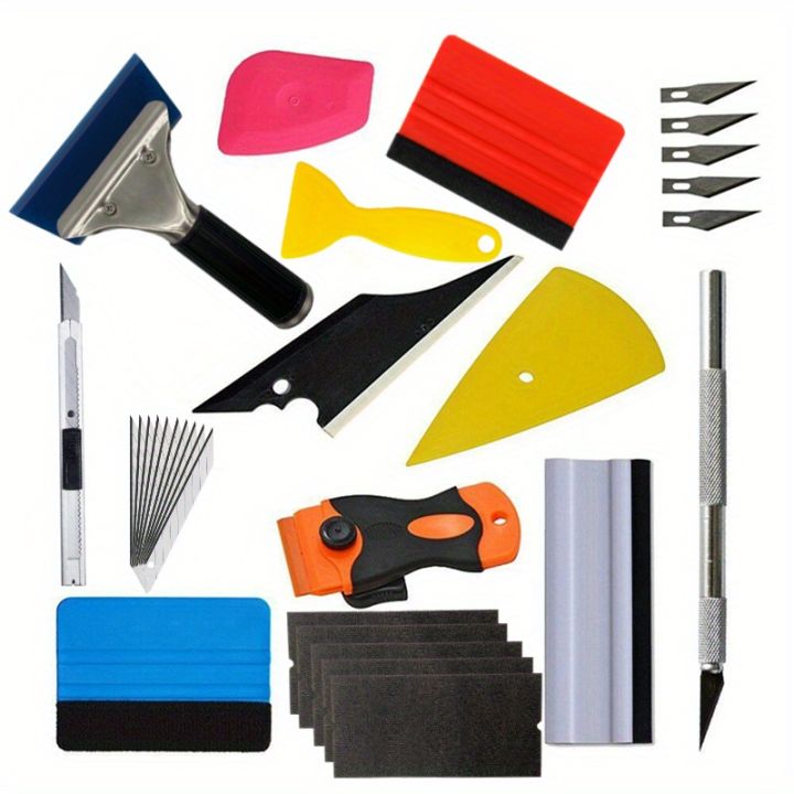 19/31Pcs Carbon Fiber Car Tools Vinyl Wrap Film Sticker Wrapping Auto ...