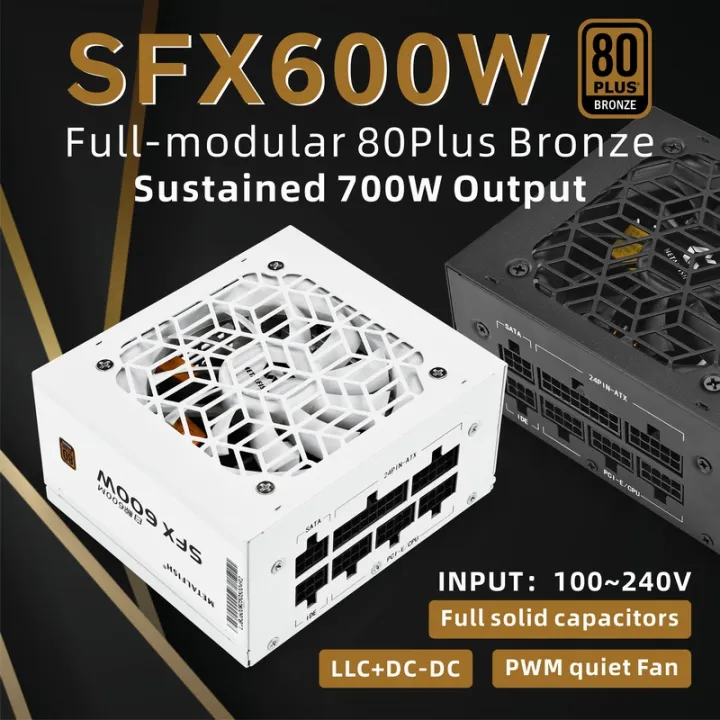 METALFISH Full-Modular SFX-500W 600W PSU 80Plus Bronze White Power ...