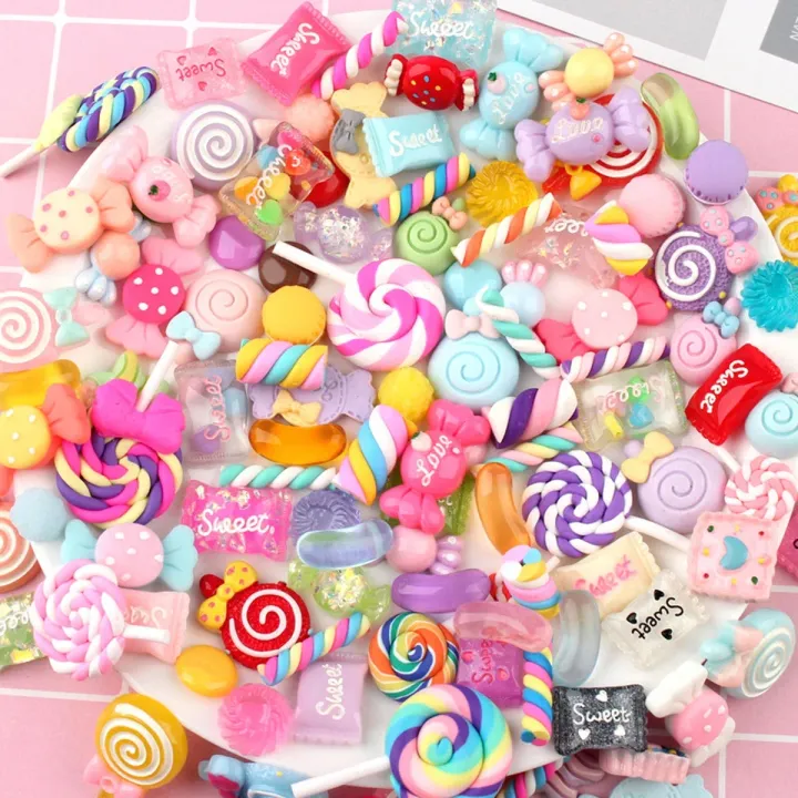 30PCs Random Candy Slime Charms Cute Set Mixed Resin Sweets Flatback ...