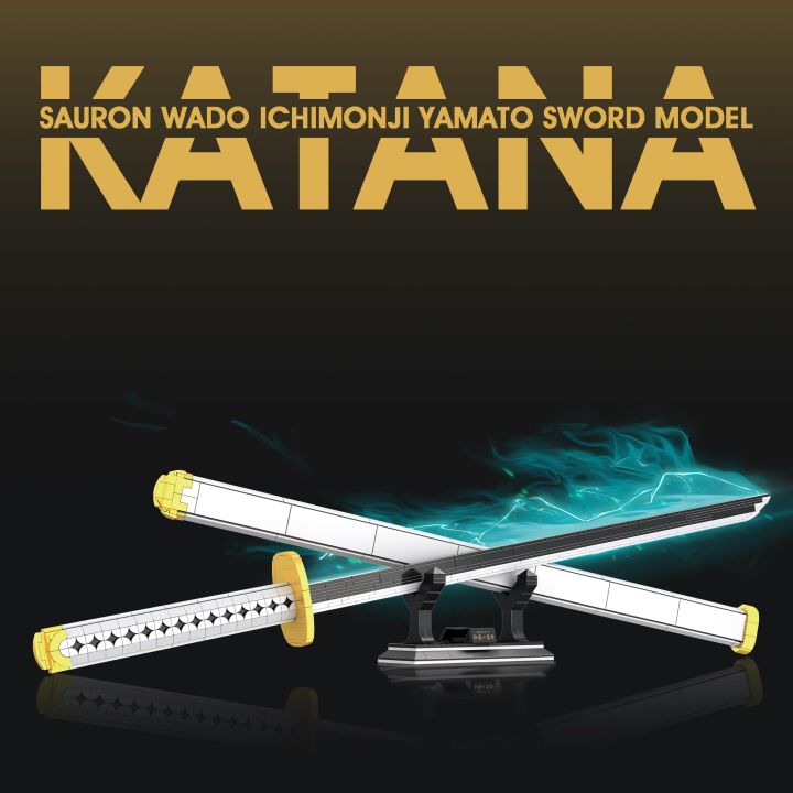 806PCS Cosplay Anime Swords Building Blocks Kit Ichimonji Yamato Sword ...