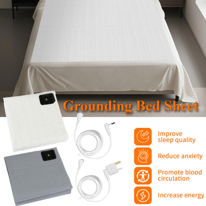Grounding Bed Sheet US/UK/EU Plug Grounding Mat 10% Silver Fiber & 90% ...