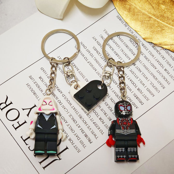 2pcs Beautiful Handmade 3D Cartoon Spider Gwen Couple Keychain Matching ...