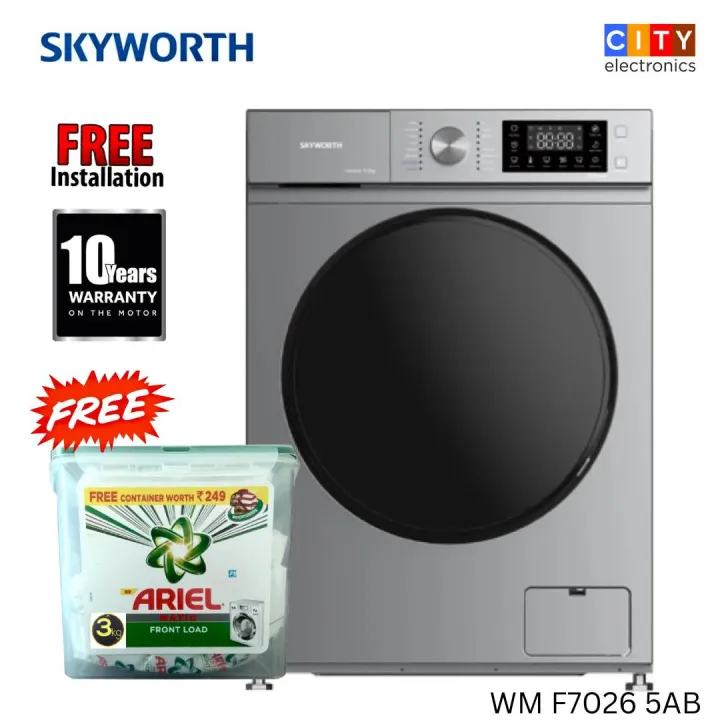 Skyworth 7 Kg Fully Automatic BLDC Inverter Front Liading Washing ...