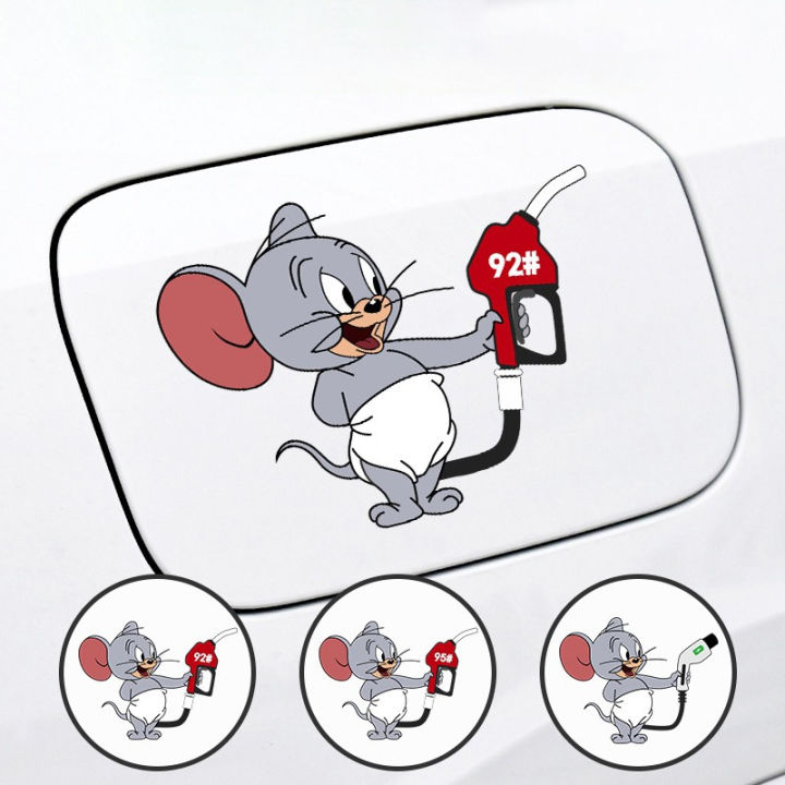 Tom And Jerry Cartoon Cute Car Stickers Reflective Fuel Tank Cover ...