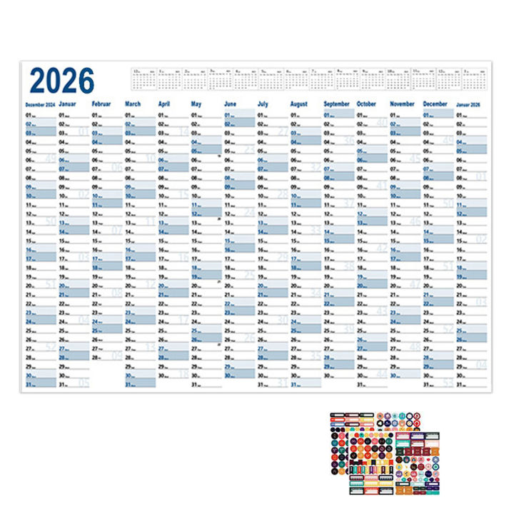 2026 Yearly Wall Calendar Poster with Stickers Large Planning Schedule ...