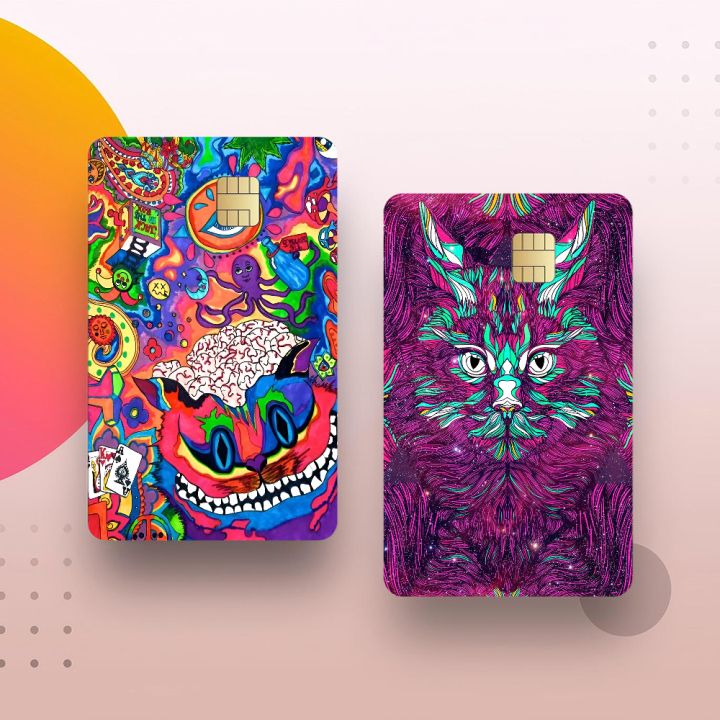 Colourful Psychedelic Cat Fashion Matte Gold Silver Black Matte Film ...