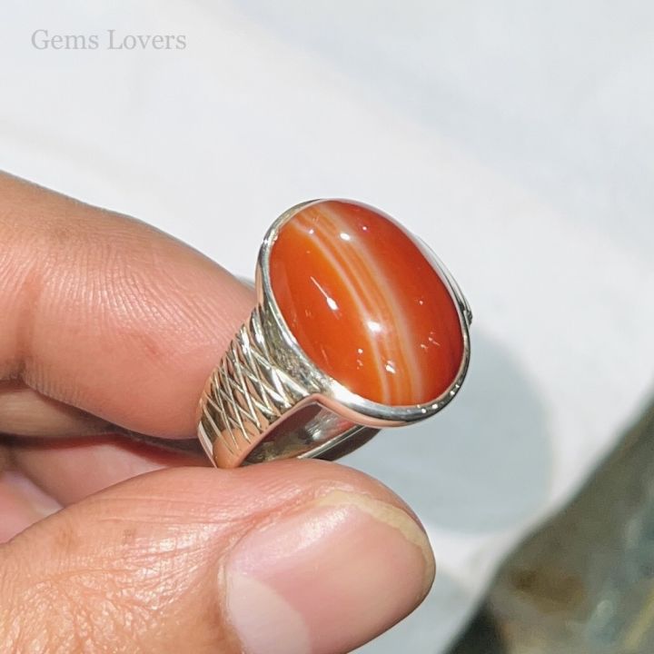 Natural Solemani Agate Ring - Sardonyx - Aqeeq Stone - Ruff Usable ...