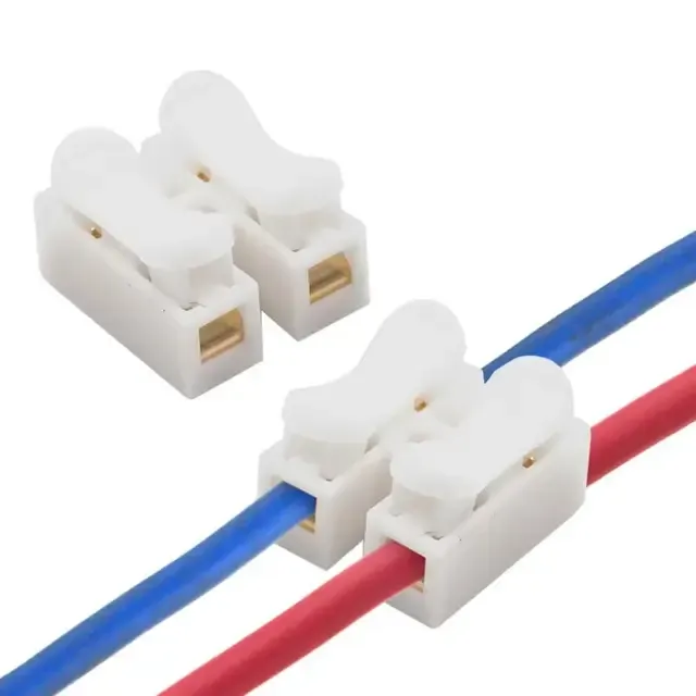 10/20 Pcs 2 Pin Spring Wire Connector Terminal Block Cable Clips Self ...