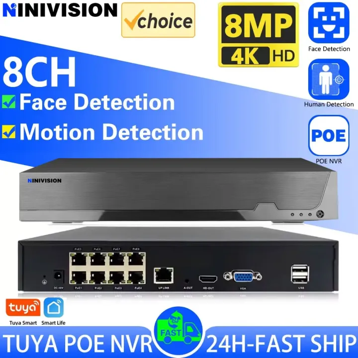 SMART LIFE 4K 8CH PoE NVR 8MP CCTV Security System Face Detection H.265 ...