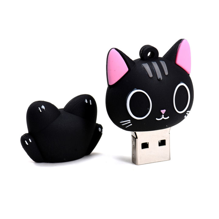 Mini Cartoon USB Flash Drive 128GB with Keychain Cute Black Cat High ...
