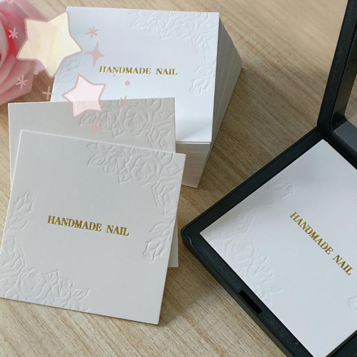 20 Sheets Press On Nails Packaging Bottom Cards Rose Embossing 75x75mm ...