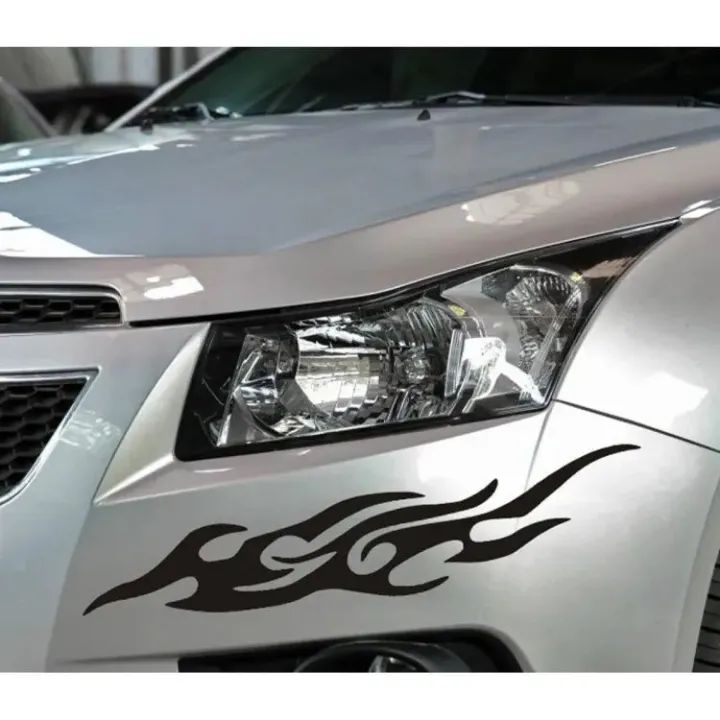 2 PCS (Black) Flames Stickers for Car, Bike, etc. Waterproof Vinyl ...
