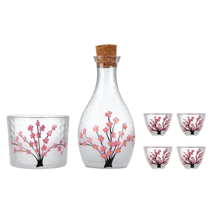 Sake Pot Set Japanese Style 1 Sake Bottle 1 Sake Tank and 4 Sake Cups ...
