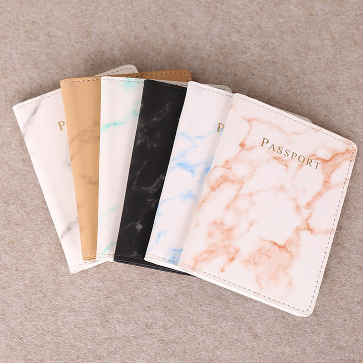 Fashion Women Men Passport Cover Pu Leather Marble Style Travel ID ...