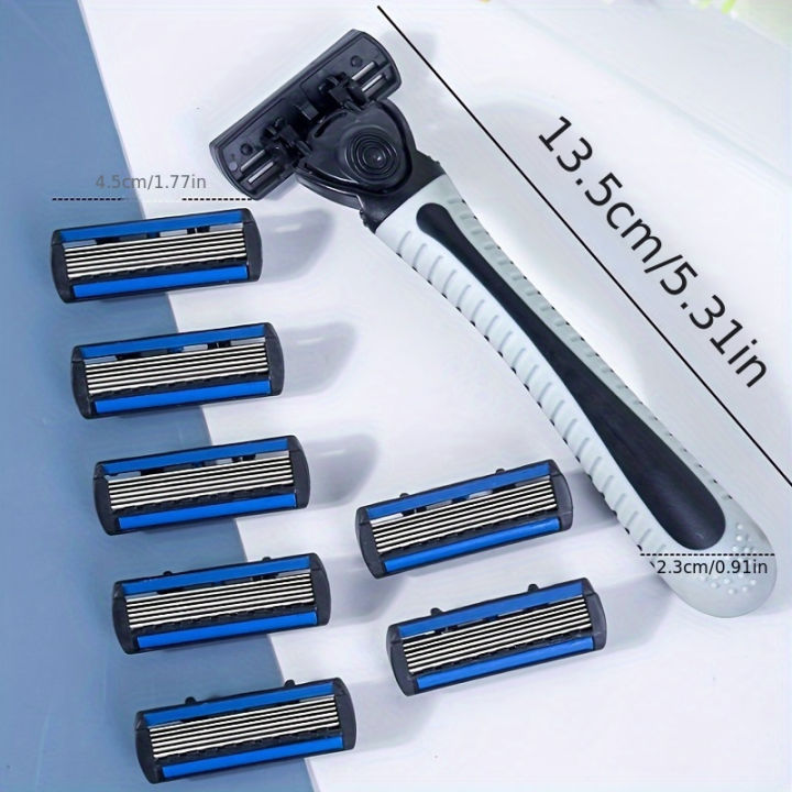 6-Layer Razor Head Manual Shaver, Stainless Steel Classic Double Edge ...