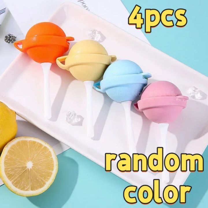 4 PCS Lollipop Silicone Ice Box Popsicle Mold Mini Ice Cream Maker Ice ...