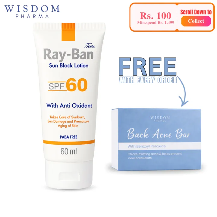 Wisdom Pharma Ray-ban Forte Sun Block Lotion SPF-60 With Anti-Oxidant ...