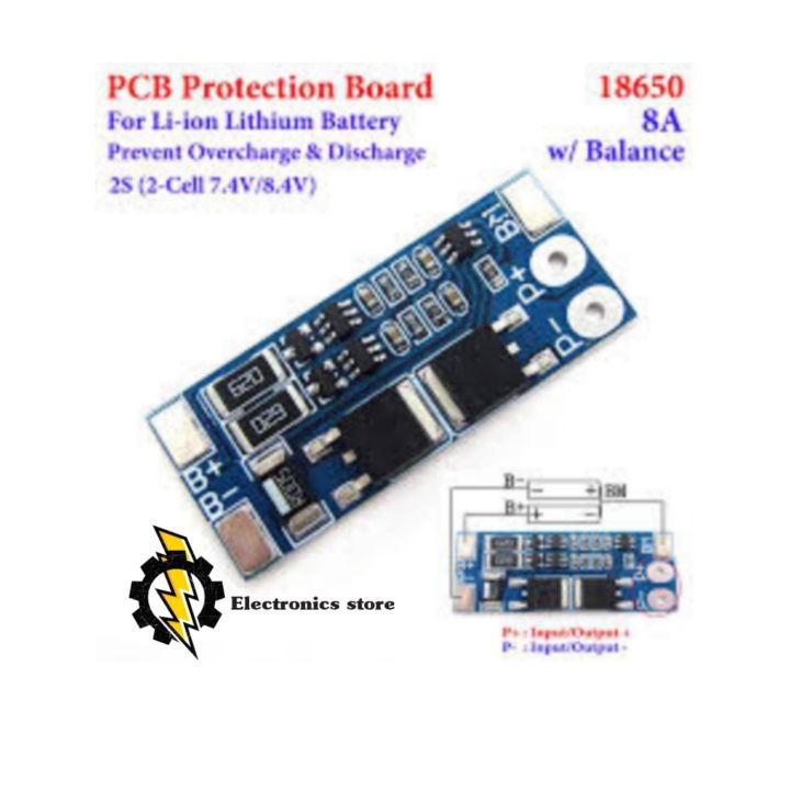 BMS 2S 8A Li-ion 7.4v 8.4V 18650 Battery Management System with PCM and ...