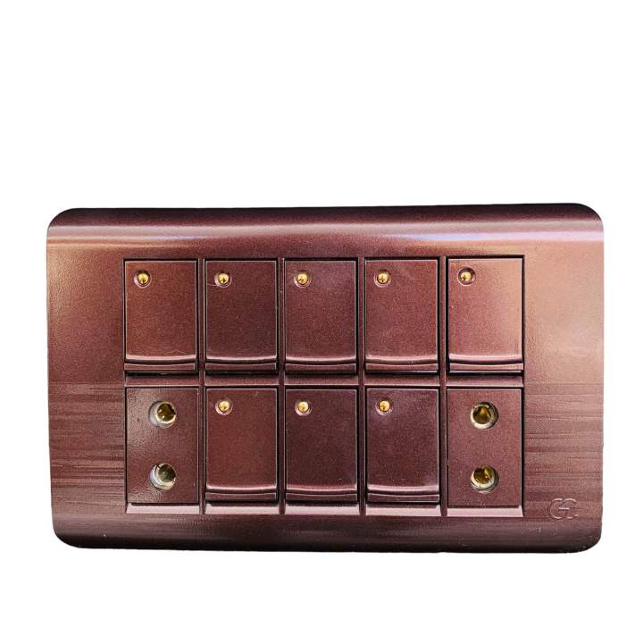 8 Switches+2 Sockets China Fitting Board Plate Royal Brown Metal Series ...