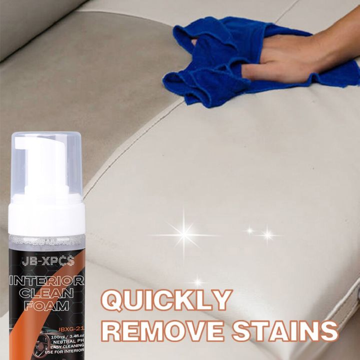 Interior Cleaner Water-free Foam Spray For Plastic Trim Leather Seat Fabric Top Carpet Stain ...