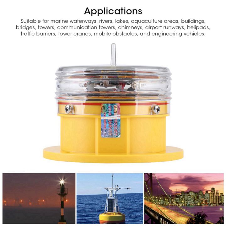 Solar Power Sidelight IP68 LED Ship Marine Dock Barge Safety Beacon ...
