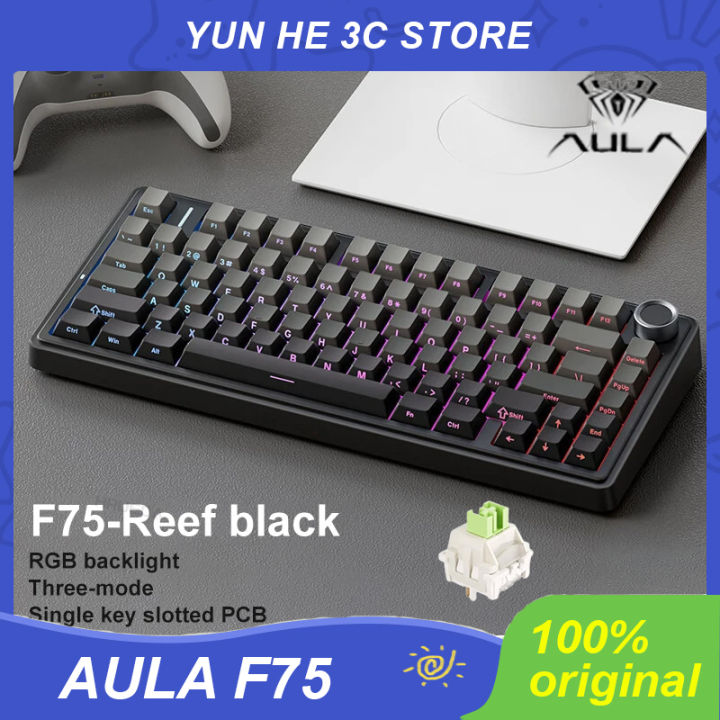 AULA F75 Mechanical Keyboard 2.4G Wireless/Bluetooth/Wired PBT RGB 75% Layout OEM Profile Gasket ...