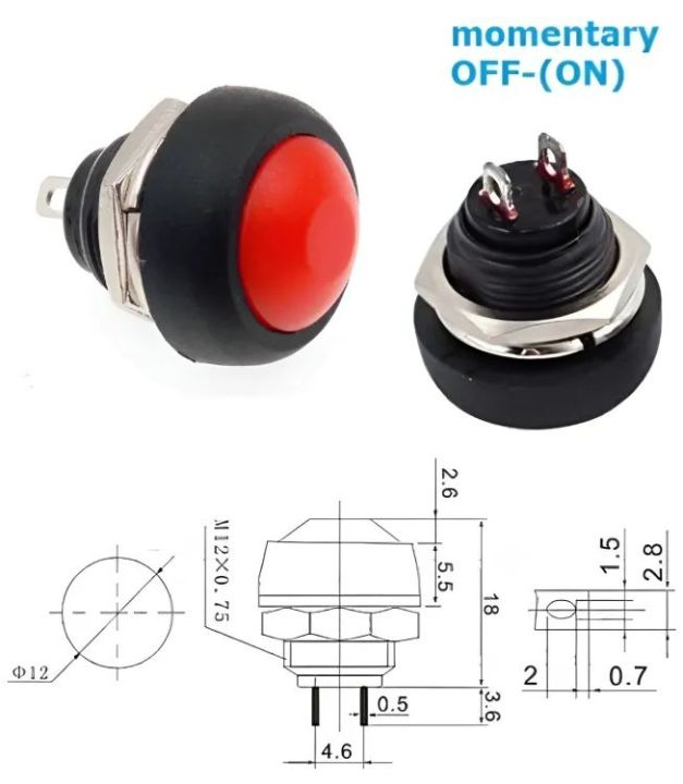 6pcs PBS-33B RED momentary push button switch waterproof | Daraz.pk