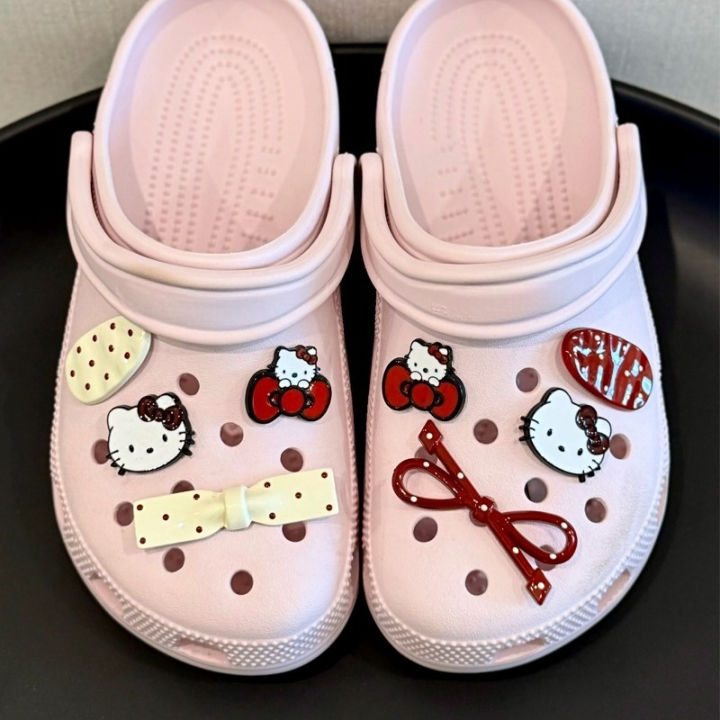 MINISO Red Hello Kitty Set Girls Women Shoe Charms DIY Hole Shoes ...