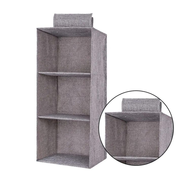 Hanging Wardrobe Storage Organizer with 3 Shelves Cotton Drawer Hanging ...