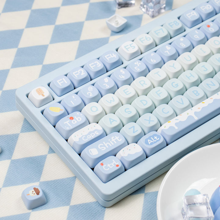 Iced-Cream MOA Keycaps 140 Keys Dye-Sublimation PBT Keycaps Round Cute ...