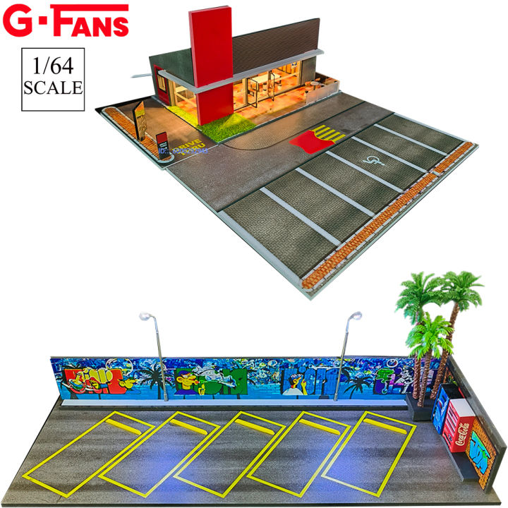 G Fans 1:64 Car Garage Miniatures Models Parking Garage Assembled Scene ...